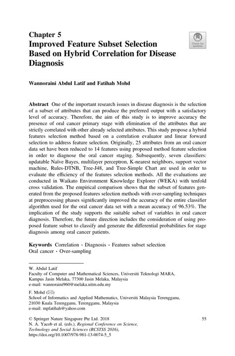 pdf improved feature subset selection based on hybrid correlation for disease diagnosis