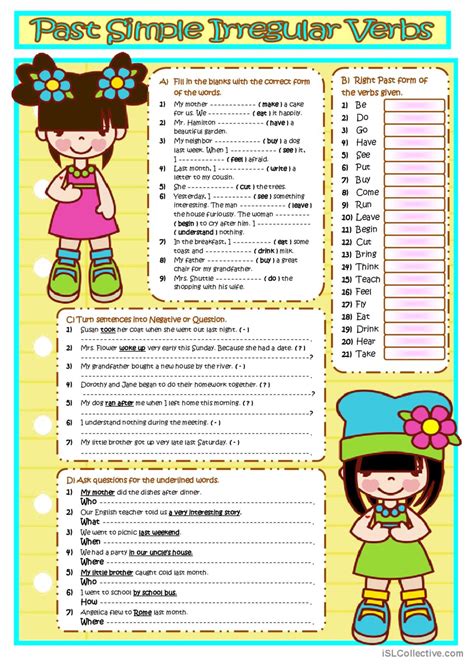 Past Simple Of Irregular Verbs Gramm English ESL Worksheets Pdf Doc