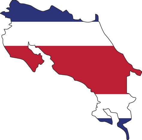 color de la ciudad del mapa de costa rica de la bandera del país