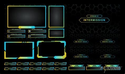 Twitch Stream Facecam Obs Template Yellow Light Blue Game Overlay