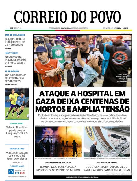 Capa Correio do Povo Edição Quarta 18 de Outubro de 2023