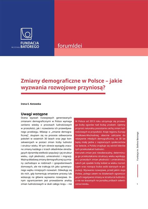 Zmiany demograficzne w Polsce jakie wyzwania rozwojowe przyniosą