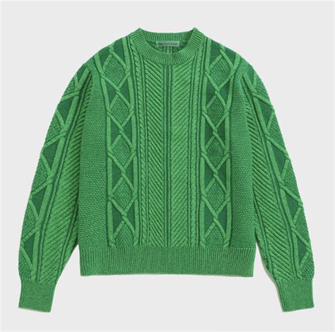DISCHORDSOUND 디스코드사운드 실시간 인기 스타일 ARAN CABLE TWO TONE KNIT GREEN