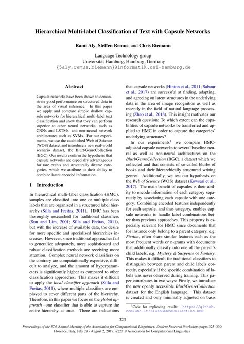 pdf hierarchical multi label classification of text with capsule networks
