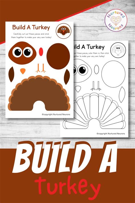 Cut And Paste Build A Turkey Craft Printable Templates Artofit