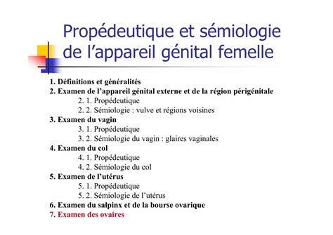 PDF Propédeutique et sémiologie de lappareil génital femelle