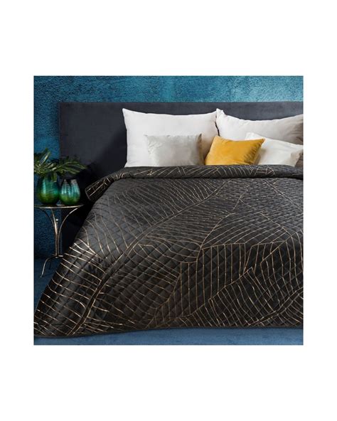 Narzuta velvet 170x210 Luna 1 czarna złota Eurofirany Sklep z