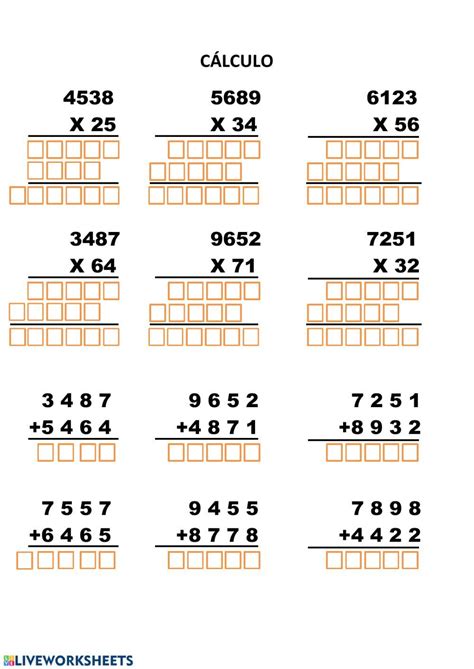 Ejercicio De Sumas Y Multiplicaciones 1 Math Division Worksheets Math