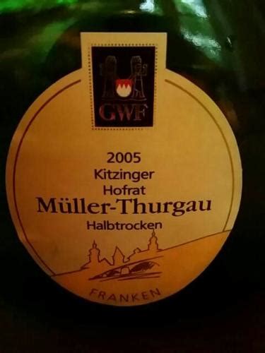 Gwf Frankenwein Kitzinger Hofrat M Ller Thurgau Halbtrocken Vivino Us