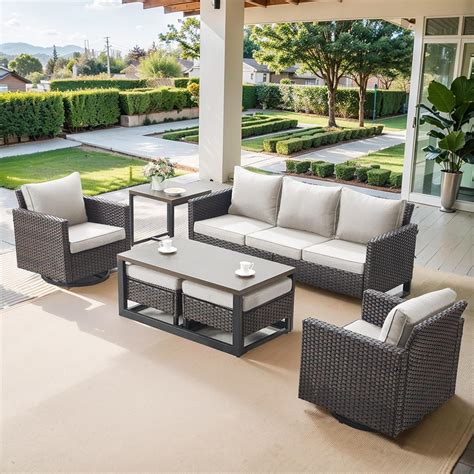 Amazon Belord 7 Piece Outdoor Furniture Patio Wicker Sofa Set