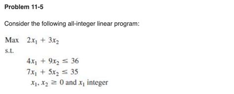 solved problem 11 5 consider the following all integer