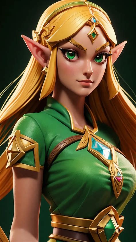 Dopamine Girl Girl Princess Zelda Solo Looking At Viewer Green