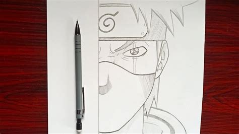 Easy Pencil Sketch How To Draw Kakashi Half Face Step By Step