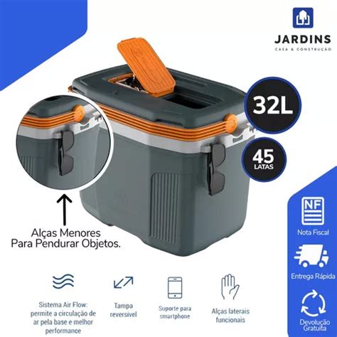 Caixa Térmica Cooler Suv 32 Litros Termolar C Alça Cinza R 242 em São
