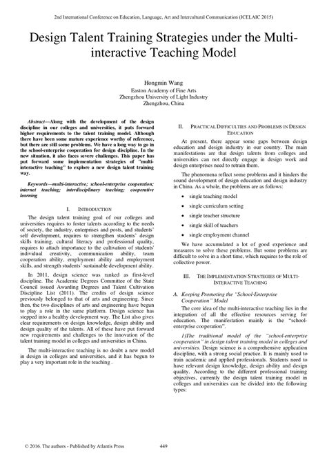 pdf design talent training strategies under the multi interactive teaching model