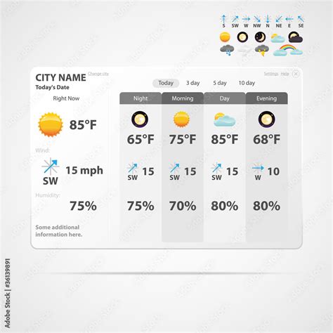 Weather Forecast Interface Vector Illustration Stock Vector Adobe Stock