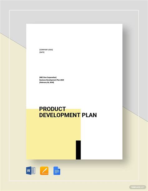 Professionally Designed Written Free Product Development Plan Template
