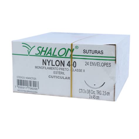 Portal do Médico Fio Sutura Nylon Preto Cuticular Tam 3x45cm C 24un