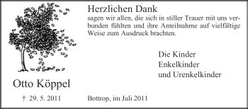 Traueranzeigen Von Otto K Ppel Trauer In Nrw De