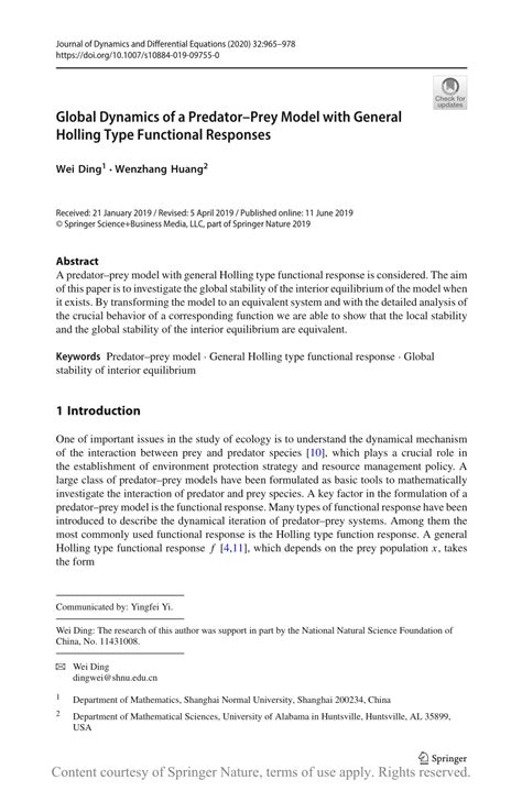 global dynamics of a predator prey model with general holling type functional responses