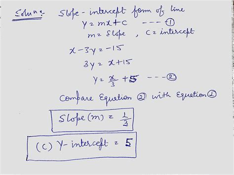 Solved Determine The Slope And Y Intercept Of The Line For The