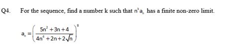 solved 4 for the sequence find a number k such that nkan
