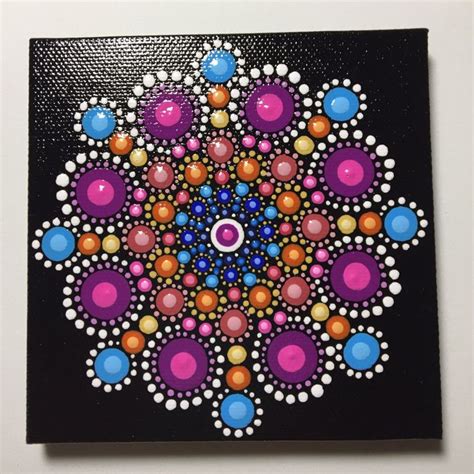 Hand Painted Mandala On Canvas Meditation Dot Art Healing Etsy