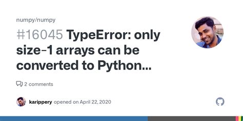 TypeError Only Size 1 Arrays Can Be Converted To Python Scalars