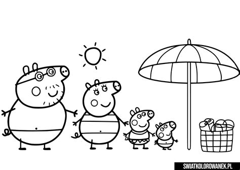 Peppa I Rodzinka Na Pikniku Kolorowanka Darmowe Kolorowanki Do Druku