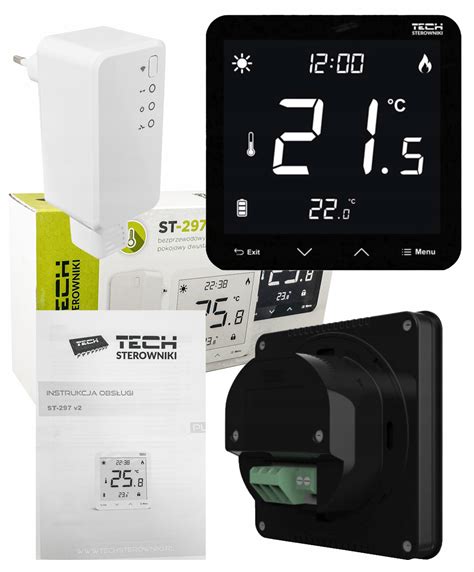 STEROWNIK REGULATOR POKOJOWY CZARNY ST 297 V2 TECH BEZPRZEWODOWY NA