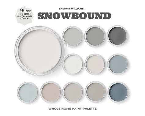 The Snowbound Paint Palette Is Shown In Various Shades And Sizes