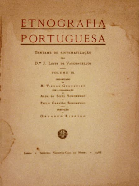 LEITE DE VASCONCELLOS José ETNOGRAFIA PORTUGUESA VOLUME IX EDI