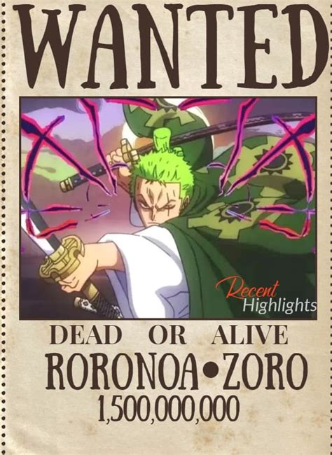 fenomeno presentare eredità roronoa zoro wanted poster wano Economia