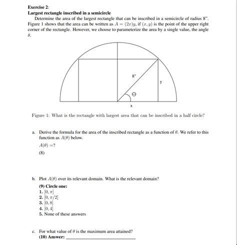 solved exercise 2 largest rectangle inscribed in a