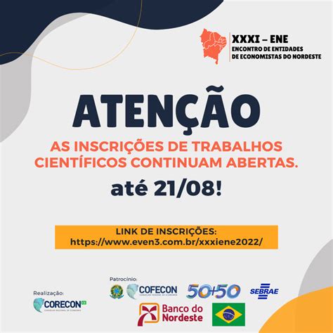 As Inscri Es Para Trabalhos Cient Ficos Continuam Abertas At O Dia