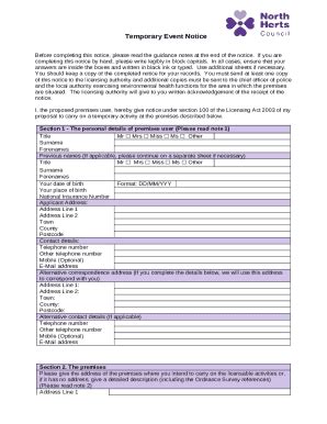 Application For A Temporary Events Notice Doc Template PdfFiller