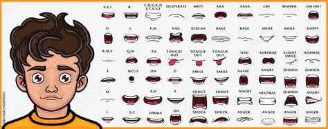 Cartoon Character Talking Mouth And Lips Expressions Vector Animations