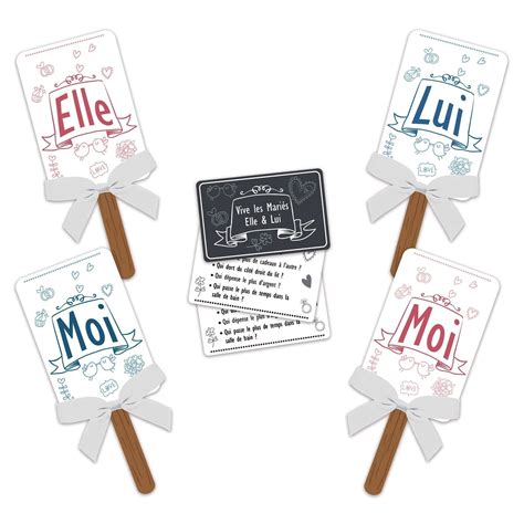 Jeu ELLE et LUI Mariage avec pancartes Jeu elle et lui Idée jeux