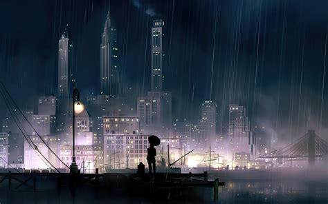 Anime City Night Wallpaper