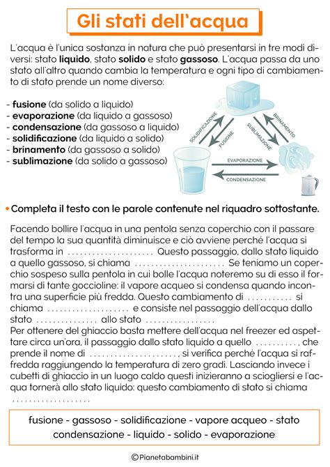 L Acqua Schede Didattiche Per La Scuola Primaria PianetaBambini It