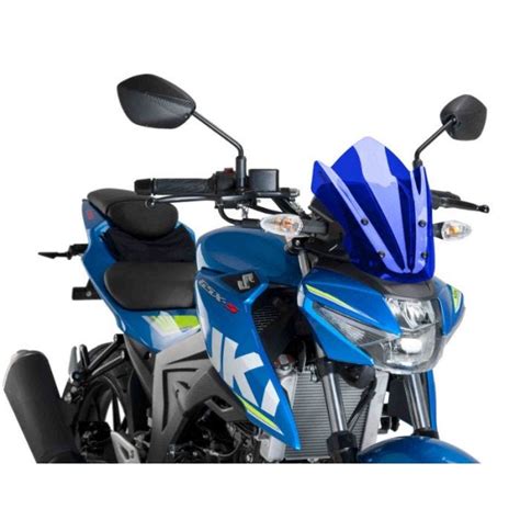 Naken cykelskärm för Suzuki GSX S 125 17 21 blå vindruta Puig New