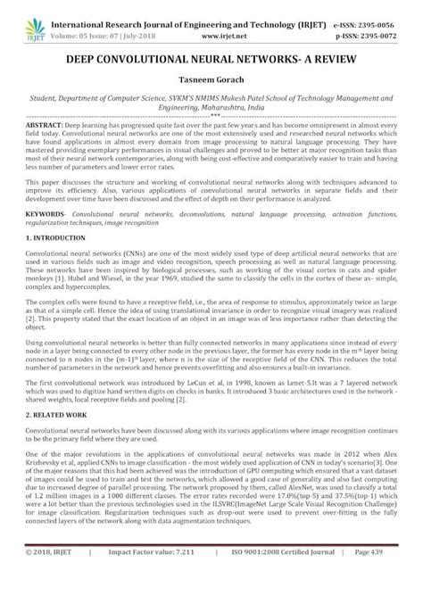 pdf deep convolutional neural networks a review · convolutional neural networks cnns are