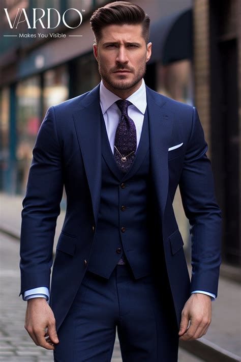 Navy Blue Three Piece Suit For Men Formal Event Attire For Every