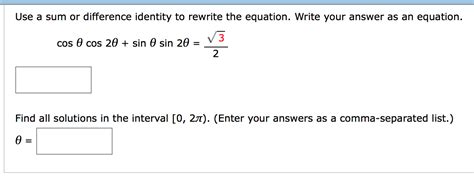 solved use a sum or difference identity to rewrite the