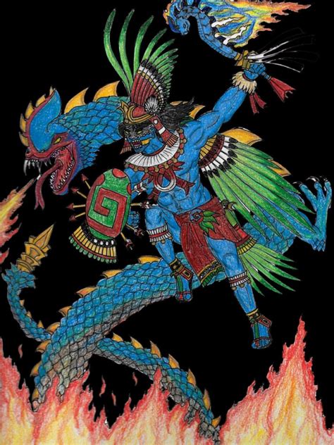 Xiuhcóatl la serpiente de fuego empuñada por el dios Huitzilopochtli