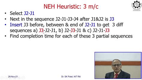 lec 21e flow shop scheduling by neh heuristic with solved example youtube