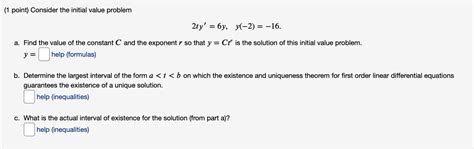 solved 1 point consider the initial value problem 2ty