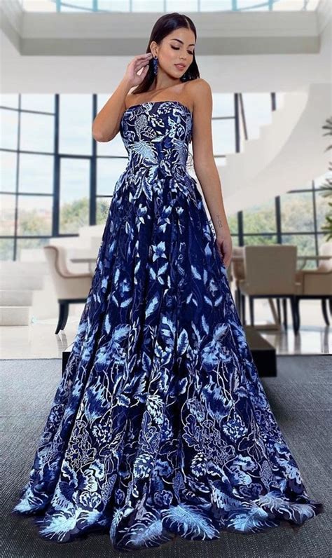 Vestido De Festa Azul Marinho Bordado Atelier Yuwa Ciao Jp