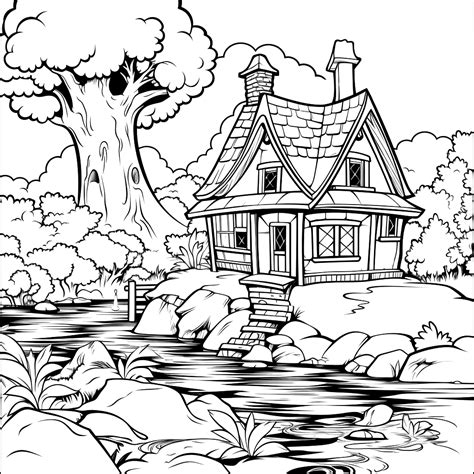 Haus Im Wald Ausmalbild Kostenlos Herunterladen