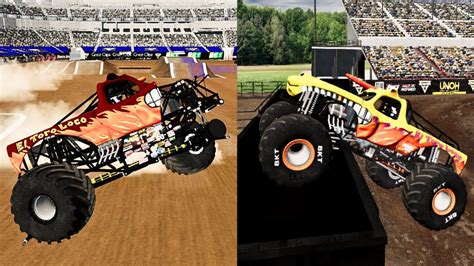 Monster Jam 2 Pack Official Grave Digger And El Toro Loco Clip Flip